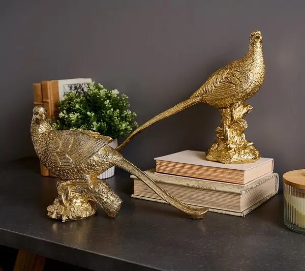 Dennis Basso As Is Hotel Du Cobb Set Of 2 Resin Pheasant Figurals Dennis