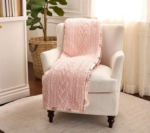 HOME REFLECTIONS As Is Cable Knit Sherpa 60x70 Throw