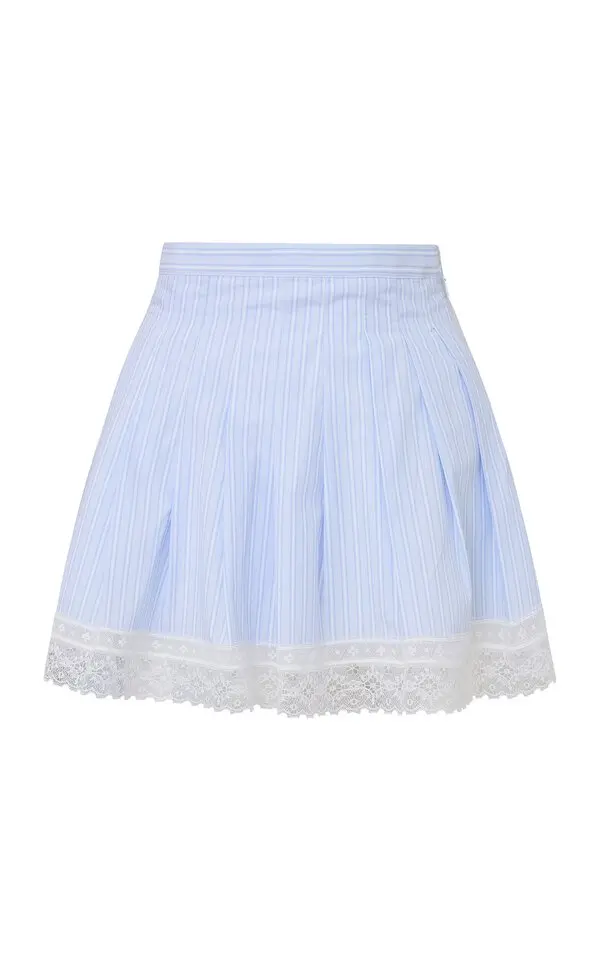 LoveShackFancy Portman Cotton Skirt - Blue