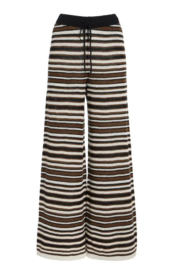 Unknown Exclusive Aura Knit Linen Wide-leg Pants - Stripe