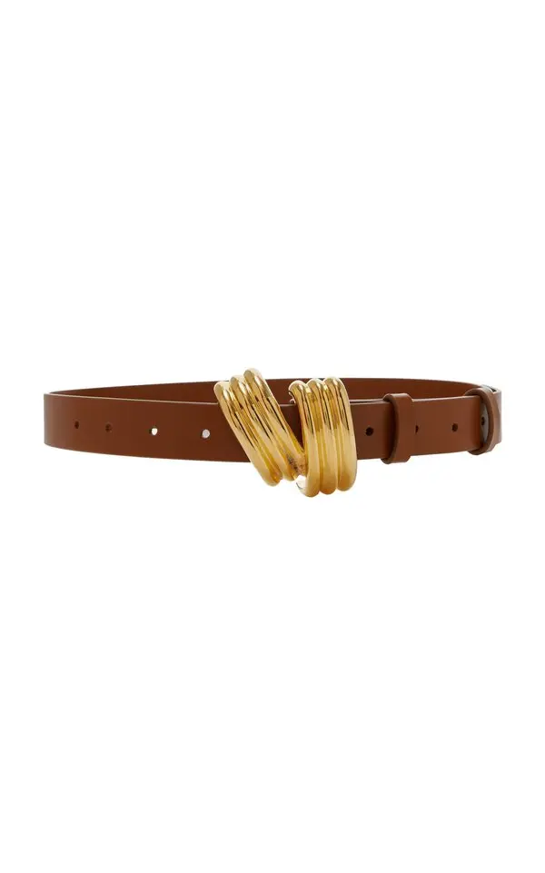 Brandon Maxwell The Edythe Swirl Leather Belt - Brown