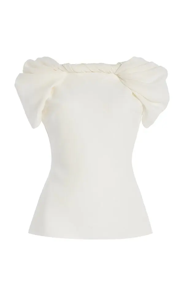 Oscar De La Renta Draped Stretch-silk Top