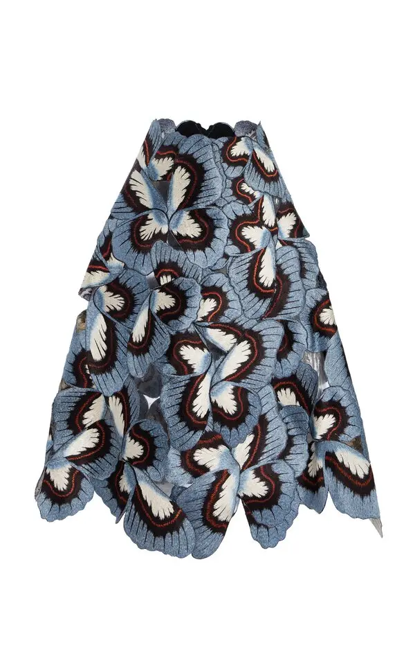 Oscar De La Renta Hand-embroidered Threadwork Midi Skirt
