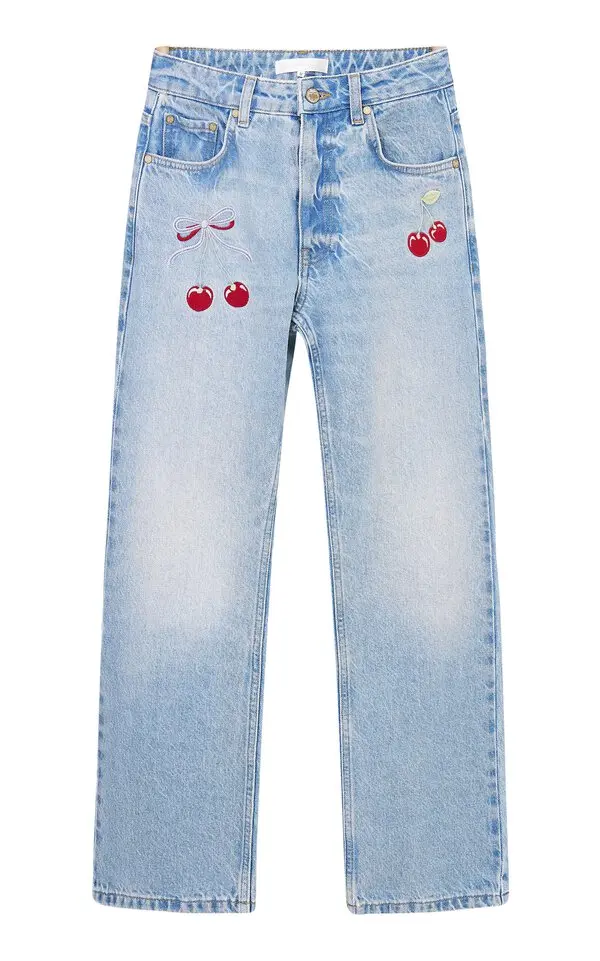 LoveShackFancy Sami Cotton Denim Pants - Light Wash