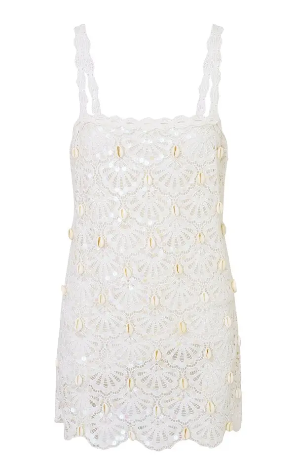LoveShackFancy Lamont Embellished Dress - White
