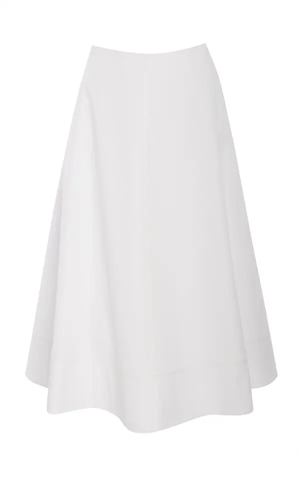 Brandon Maxwell The Knox Low-rise Cotton Poplin Midi Skirt - White