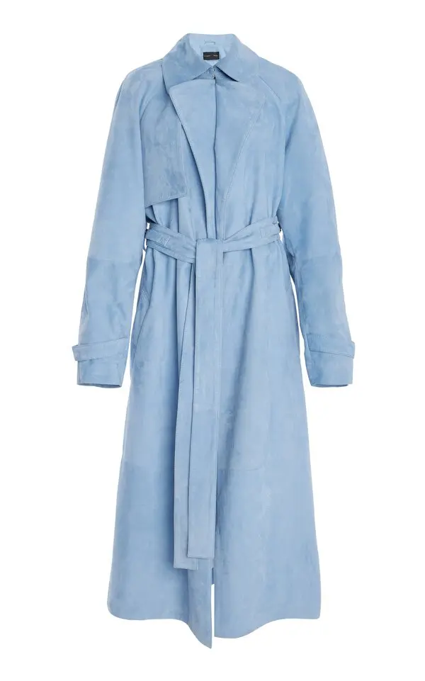 Proenza Schouler Ramona Suede Trench Coat - Light Blue