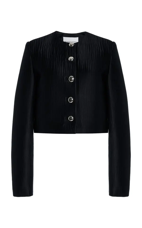 Brandon Maxwell The Ryder Pleated Sponge Silk Jacket - Black