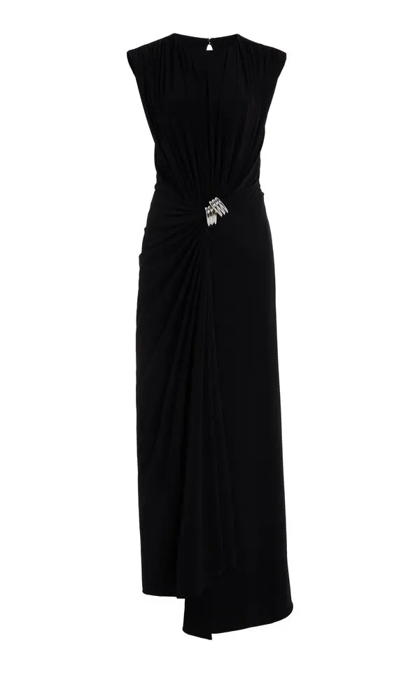 Brandon Maxwell The Serena Draped Jersey Maxi Dress - Black