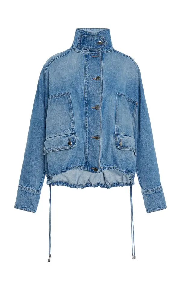 Brandon Maxwell Harper Denim Balloon Jacket - Medium Wash
