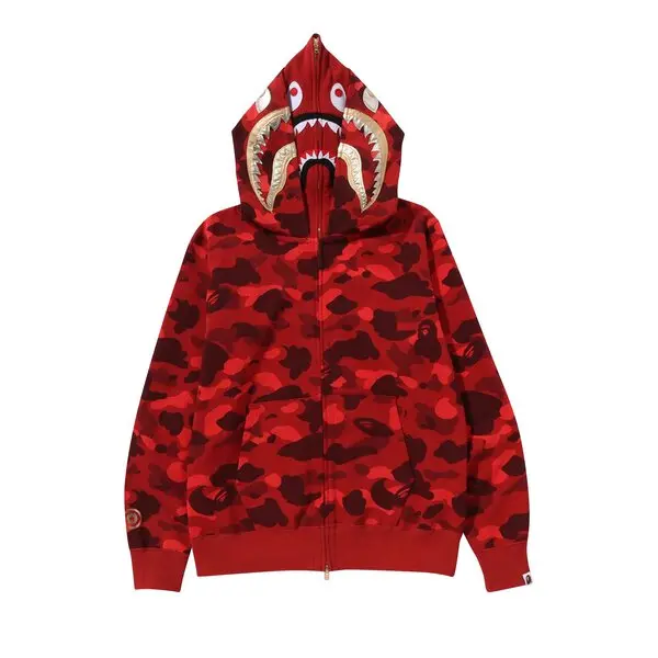 BAPE Color Camo Double Shark Full Zip Hoodie - Red