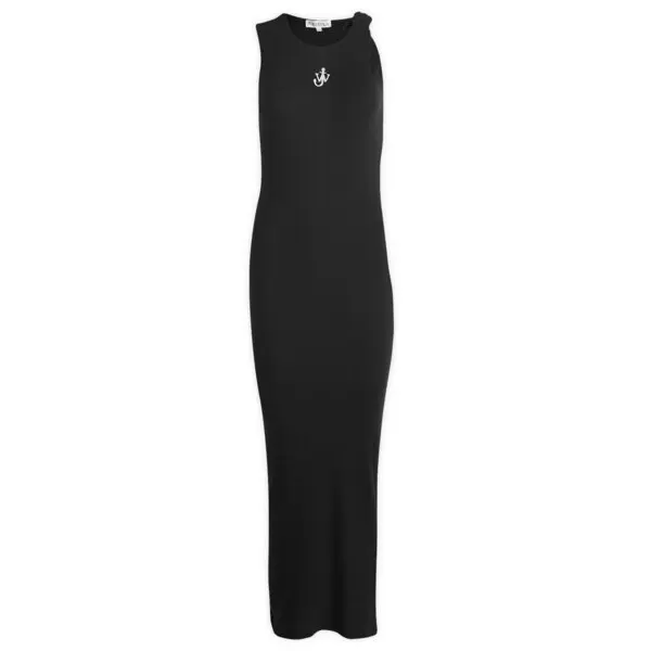 JW Anderson Anchor Embroidery Twisted Strap Maxi Dress - Black
