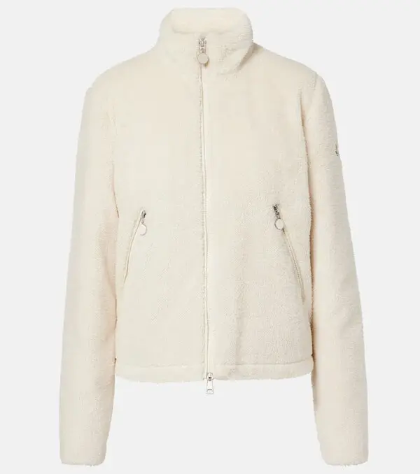 Moncler Polignac Cropped Teddy Down Jacket - White