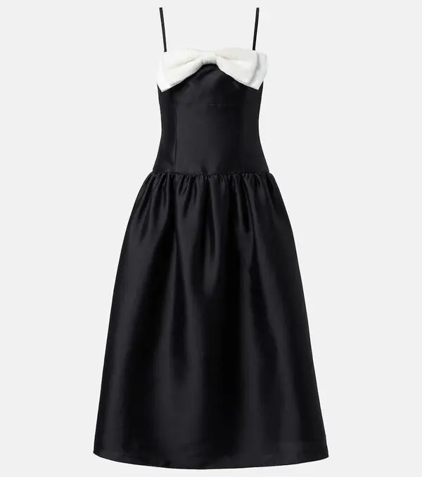 SELF-PORTRAIT Bow-detail Taffeta Midi Dress