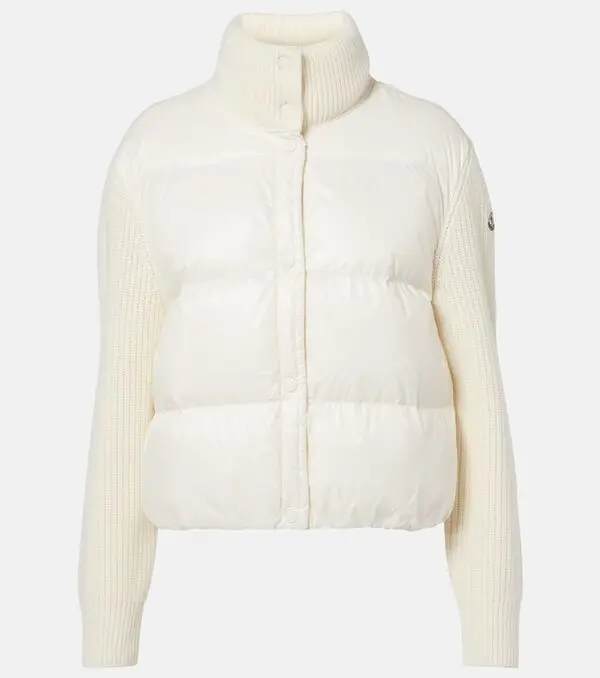 Moncler Down-paneled Virgin Wool Cardigan - White