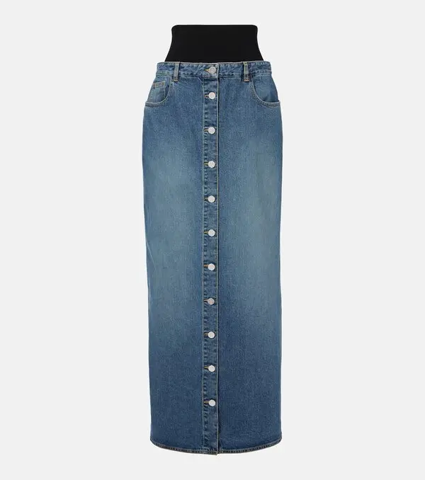 Alaïa Denim Maxi Skirt - Blue