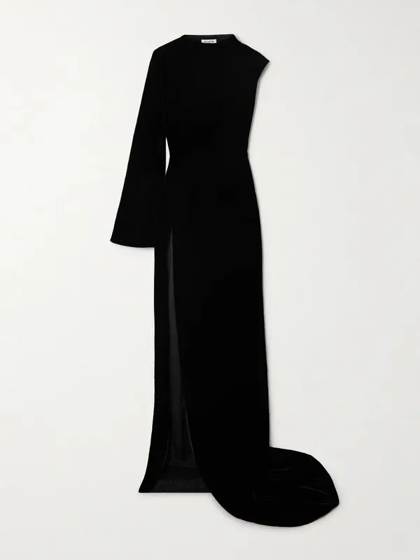 Alaïa One-shoulder Velvet Gown - Black