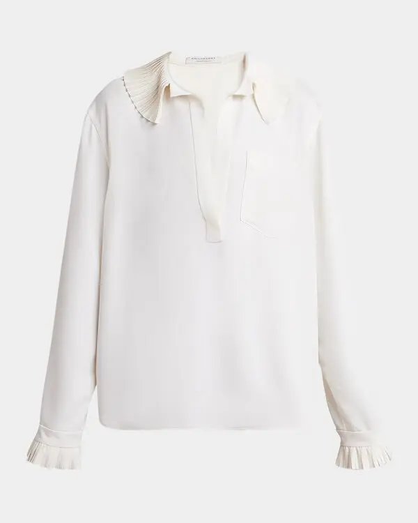 Philosophy Di Lorenzo Serafini Pleated Ruffle-cuffed Blouse