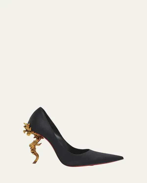 CHRISTIAN LOUBOUTIN Belle Silk Crepe Lin Galva Heel Pumps