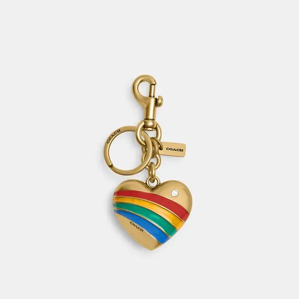 Coach Heart Bag Charm - Brass/multi