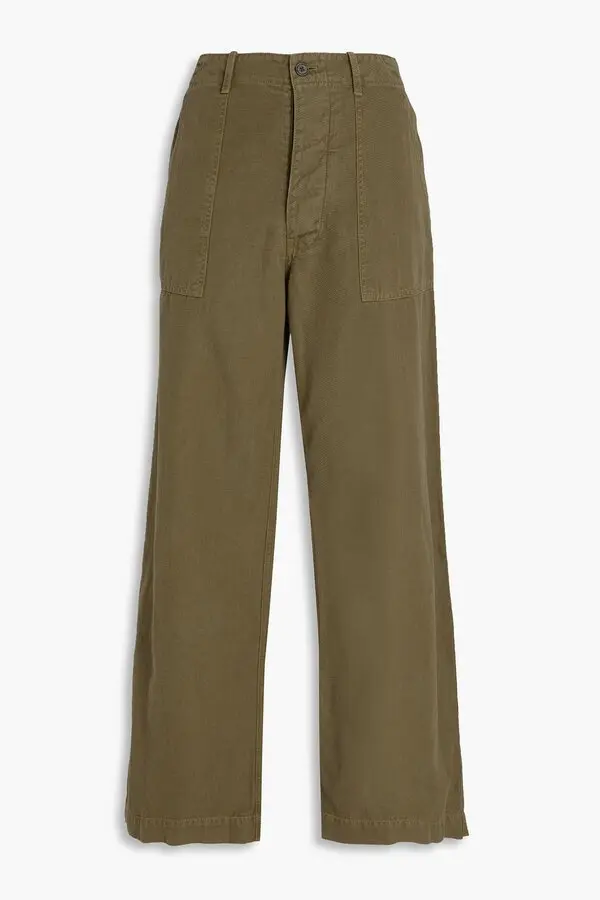 NILI LOTAN Cotton And Linen-blend Twill Wide-leg Pants