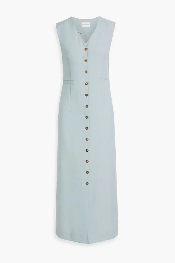 Loulou De Saison Idika Wool-twill Midi Dress - Sky Blue
