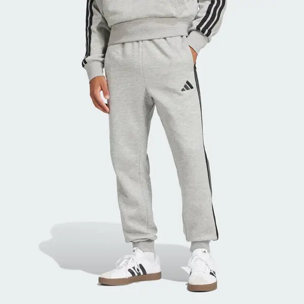 Adidas Essentials 3-stripes Fleece Pants Medium Grey Heather - Medium Grey Heather / Black