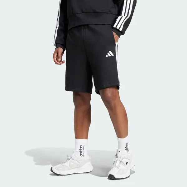 Adidas Essentials 3-stripes Fleece Shorts - Black / White