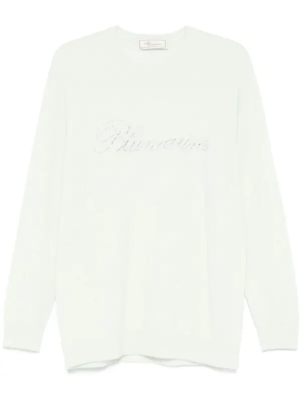 Blumarine Rhinestone-logo Sweater - Green