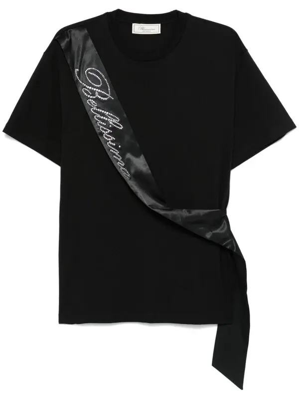 Blumarine Rhinestone-logo T-shirt