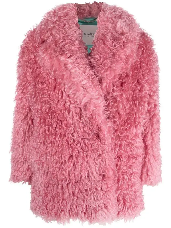 BECAGLI Faux Shearling Wrap Coat