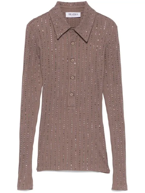 Attico Crystal-embellished Polo Top