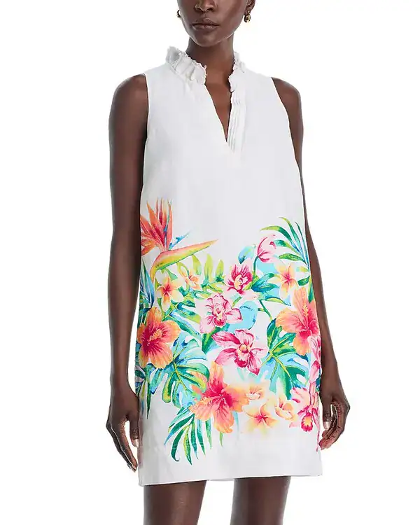 Tommy Bahama Tropi Flore Linen Shift Dress In White - 30% Off | Editorialist