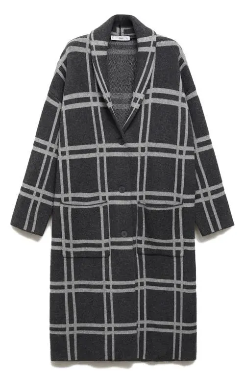 Mango Plaid Sweater Coat