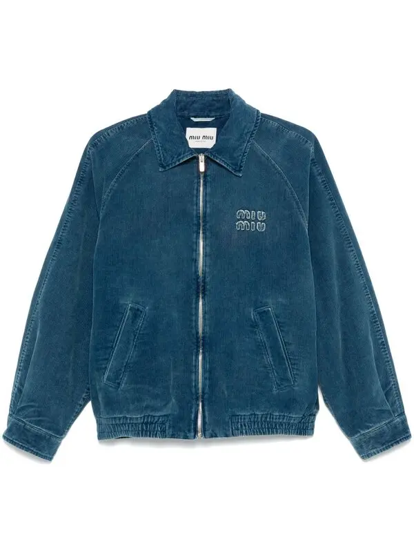 Miu Miu Logo-appliqué Corduroy Bomber Jacket