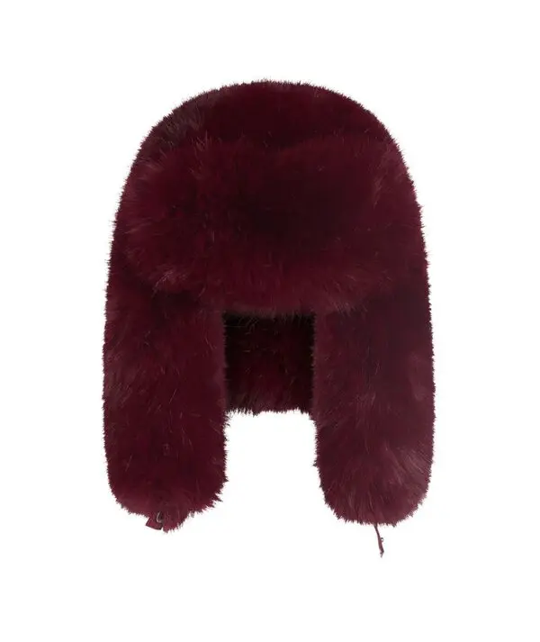 Cynthia Rowley Faux Fur Trapper Hat - Burgundy