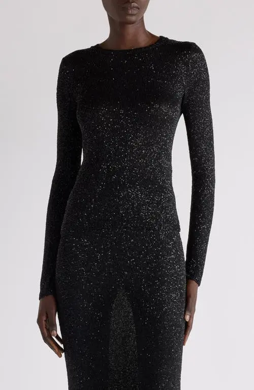 Balenciaga Fitted Sequin Crewneck Sweater - Black