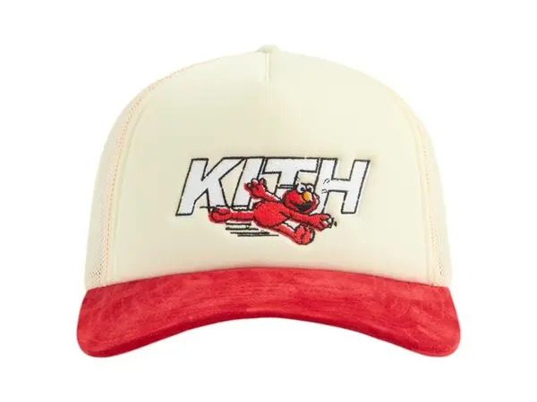 Kith X Sesame Street Fast Elmo Nolan Trucker Cap - Sandrift
