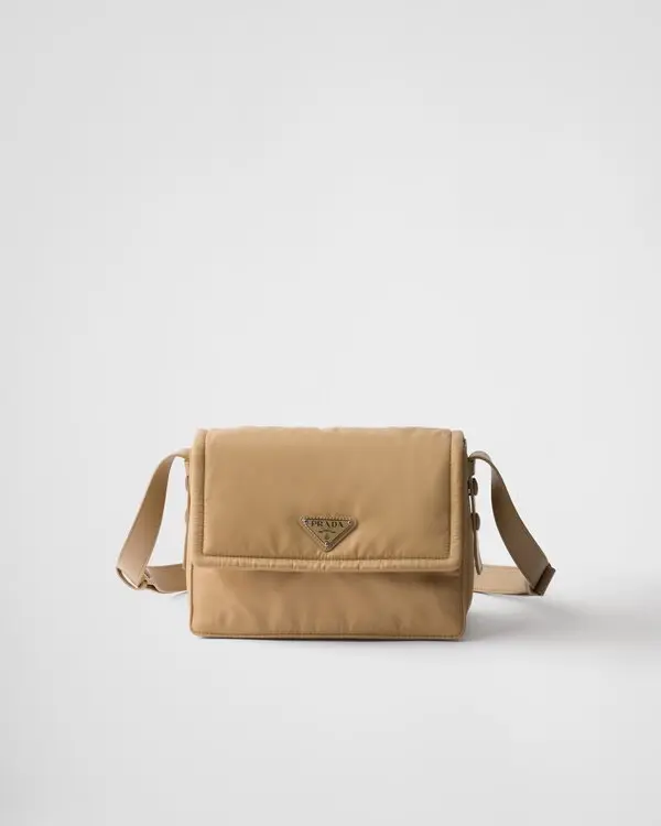 Prada Small Padded Re-nylon Shoulder Bag - Camel Brown