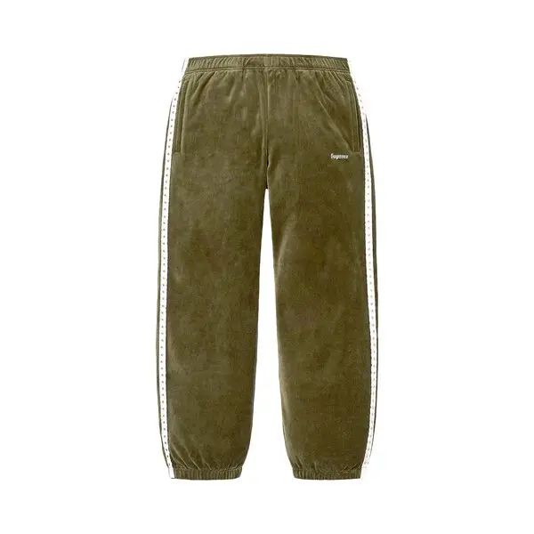 Supreme Studded Velour Track Pant 'olive - Green