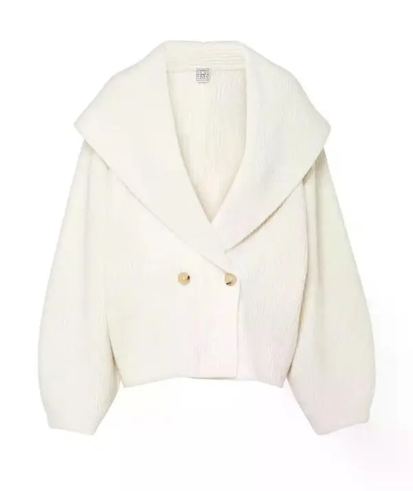 TOTÊME Ribbed-knit Wool-blend Cardigan - White