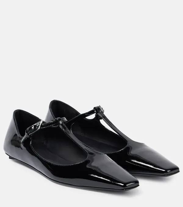 Attico Juno Leather Ballet Flats - Black