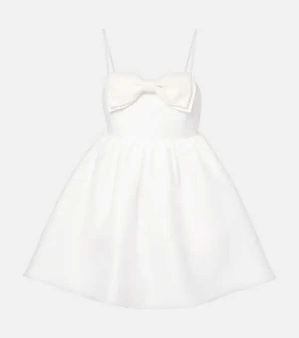 SELF-PORTRAIT Bow-detail Beaded Taffeta Minidress