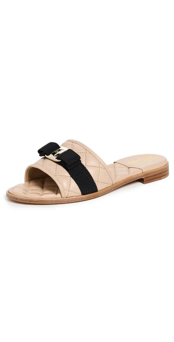 FERRAGAMO Lovec Quilted Sandals - New Bisque