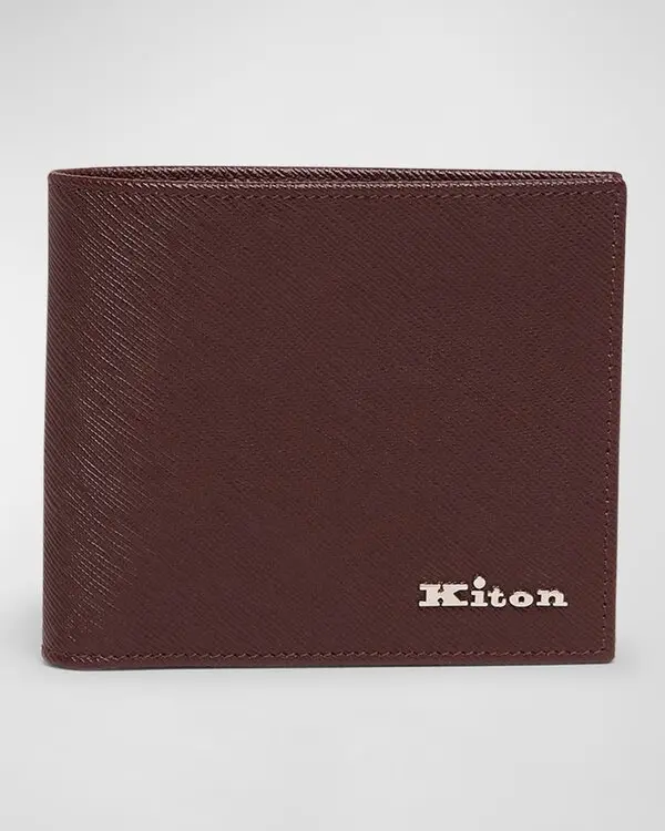 Kiton Calfskin Bifold Wallet - Bordeaux