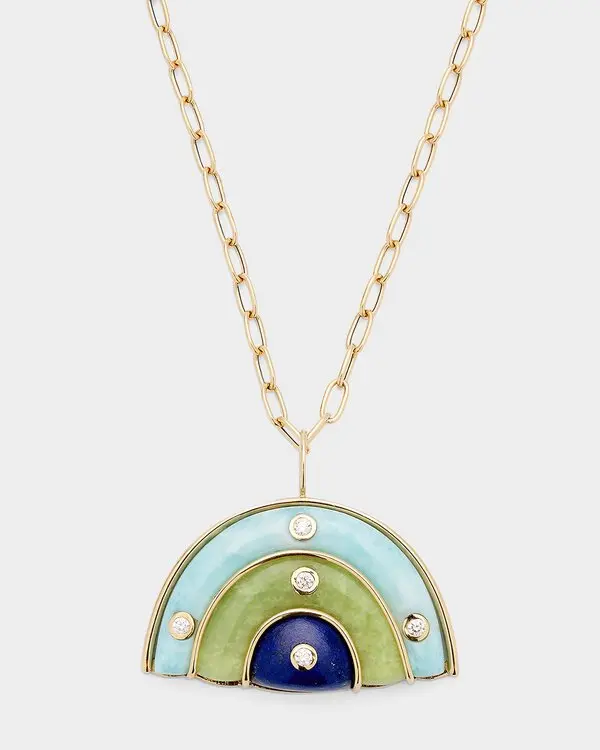 Brent Neale Medium Marianne Necklace In Larimar, Brazilian Opal, And Lapis - Malachite/ Blue Chalcedony/ Chryso