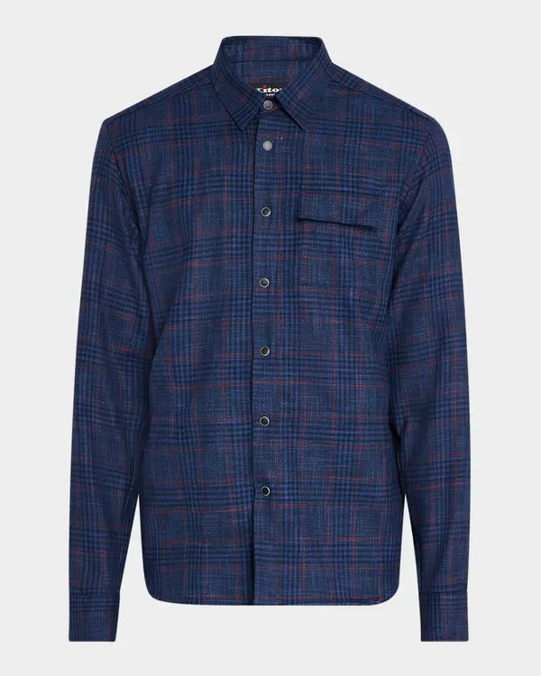 Kiton Plaid Wool And Silk Casual Overshirt