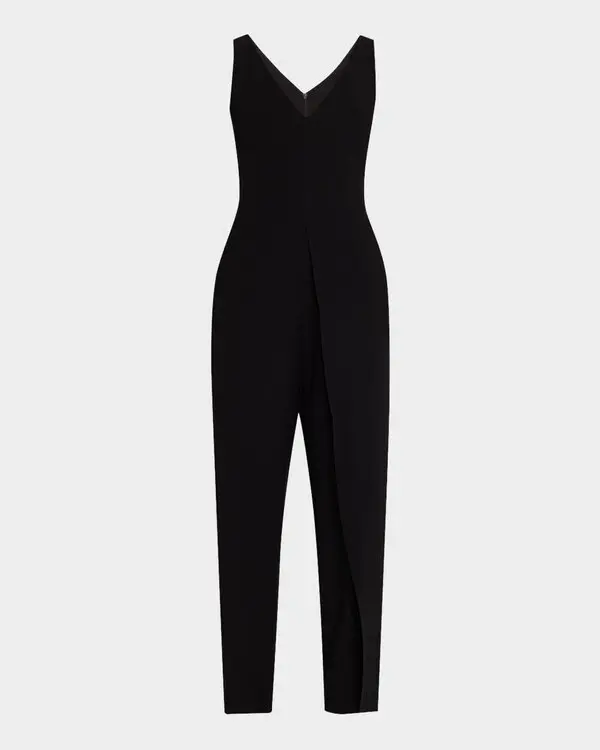 Emporio Armani Sleeveless V-neck Jumpsuit - Black
