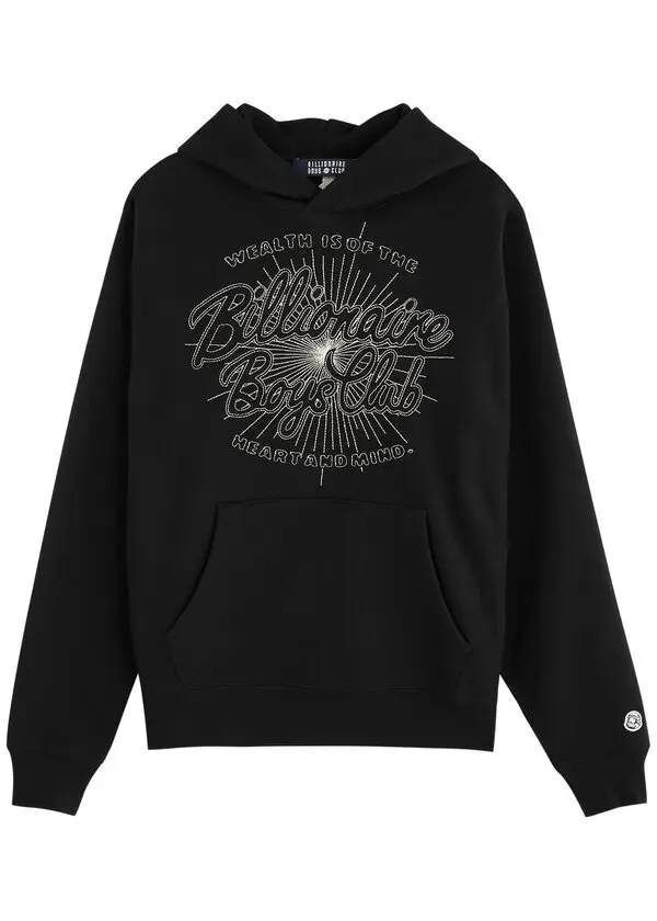 BILLIONAIRE BOYS CLUB Script Logo Hooded Cotton Sweatshirt - Black