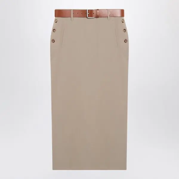 Moschino Virgin Wool Midi Skirt - Beige